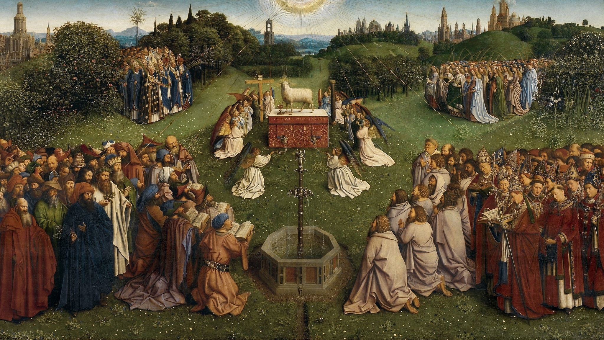 Jan van Eyck — The Virgin of the Chancellor Rolin (detail) Jan van Eyck — The Virgin of the Chancellor Rolin (detail)